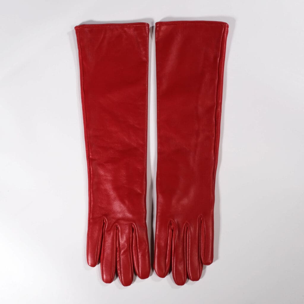 Elif Domanic | Minu Red Gloves | Long Leather Gloves
