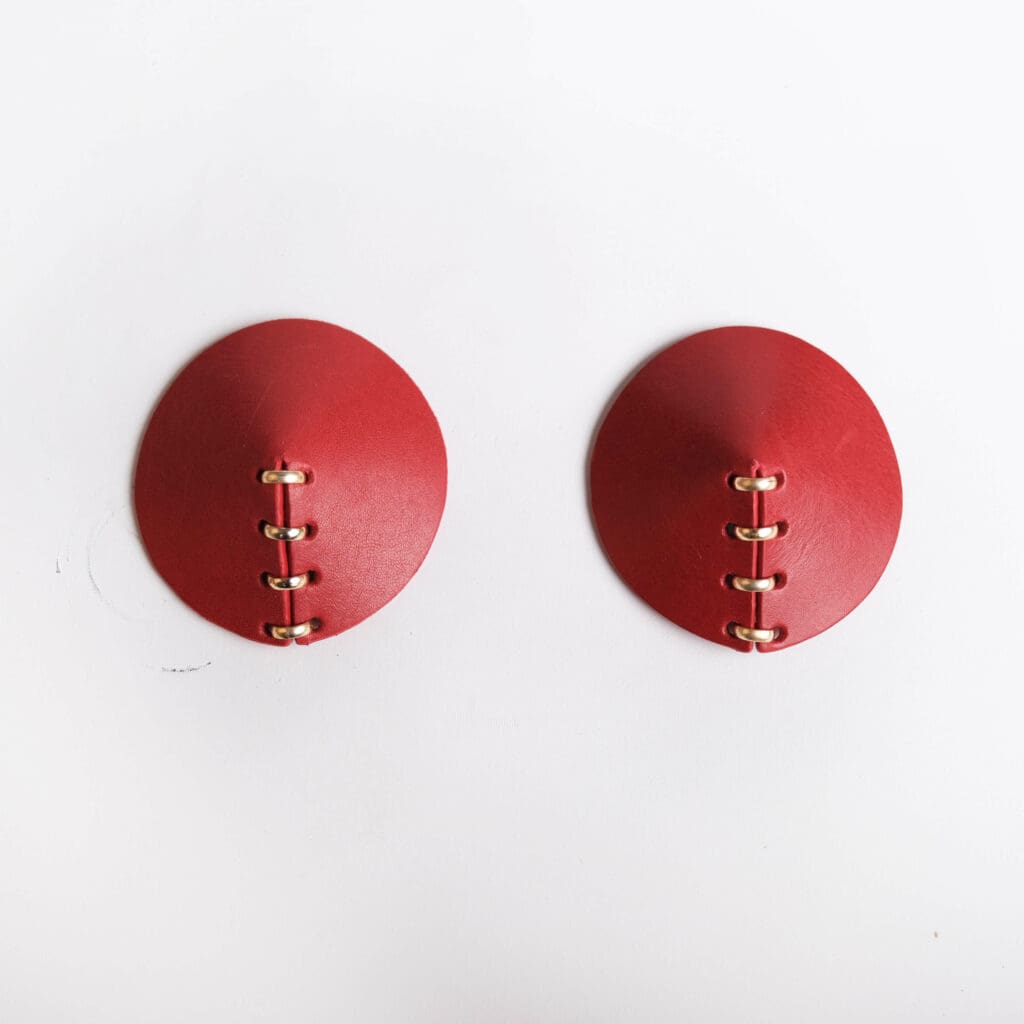Elif Domanic | Pasties with Stitches Red Nipple Pasties | Nipple Covers
